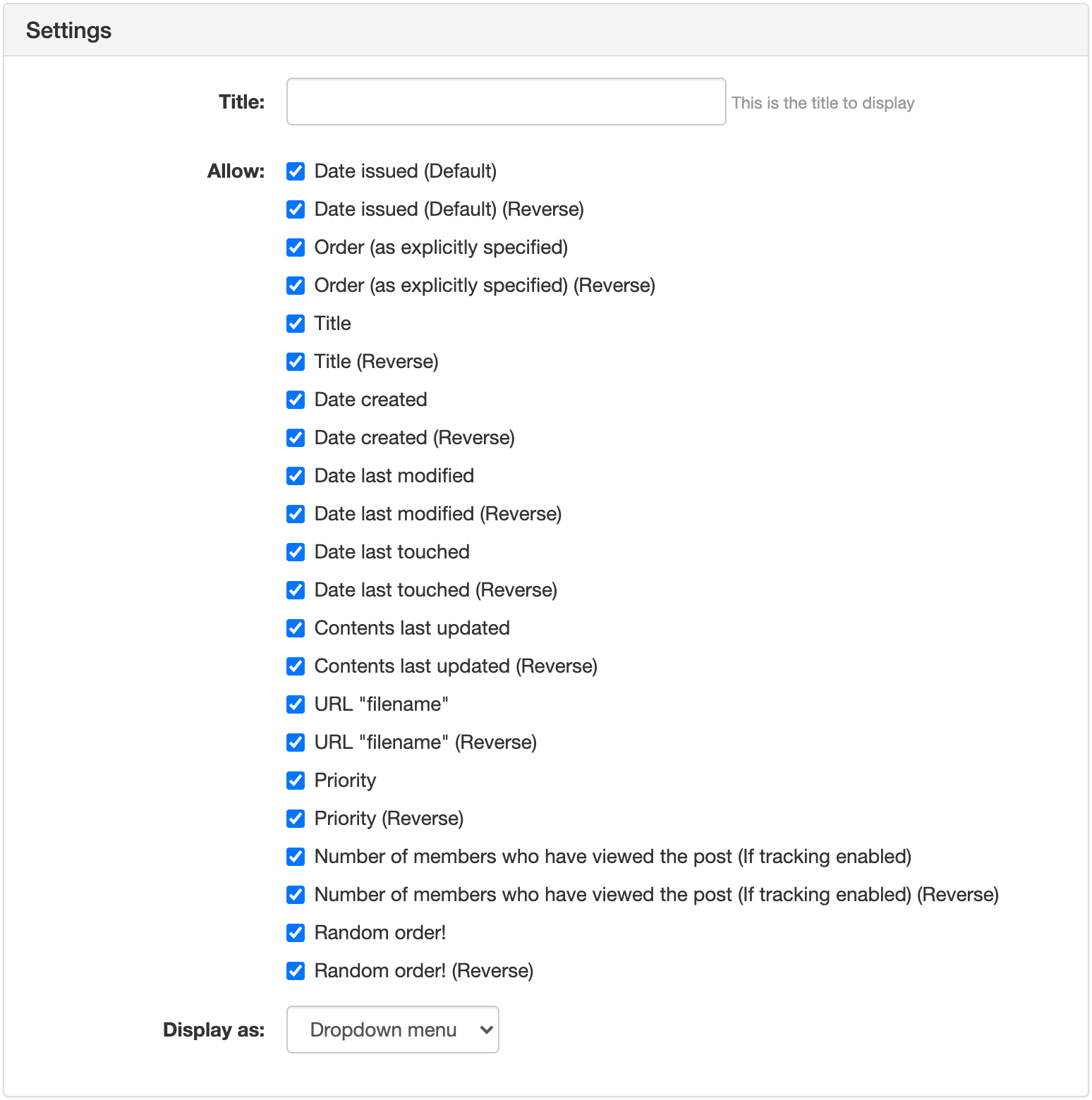 Item List Sort Order Widget 1926