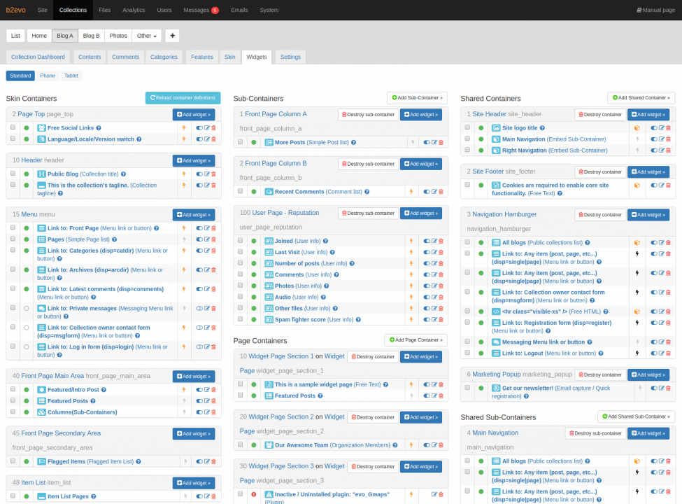 Widgets - b2evolution CMS User Manual