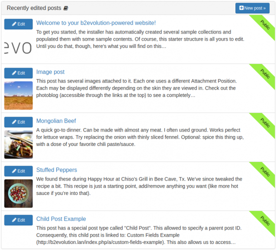 Recently Edited Posts Panel