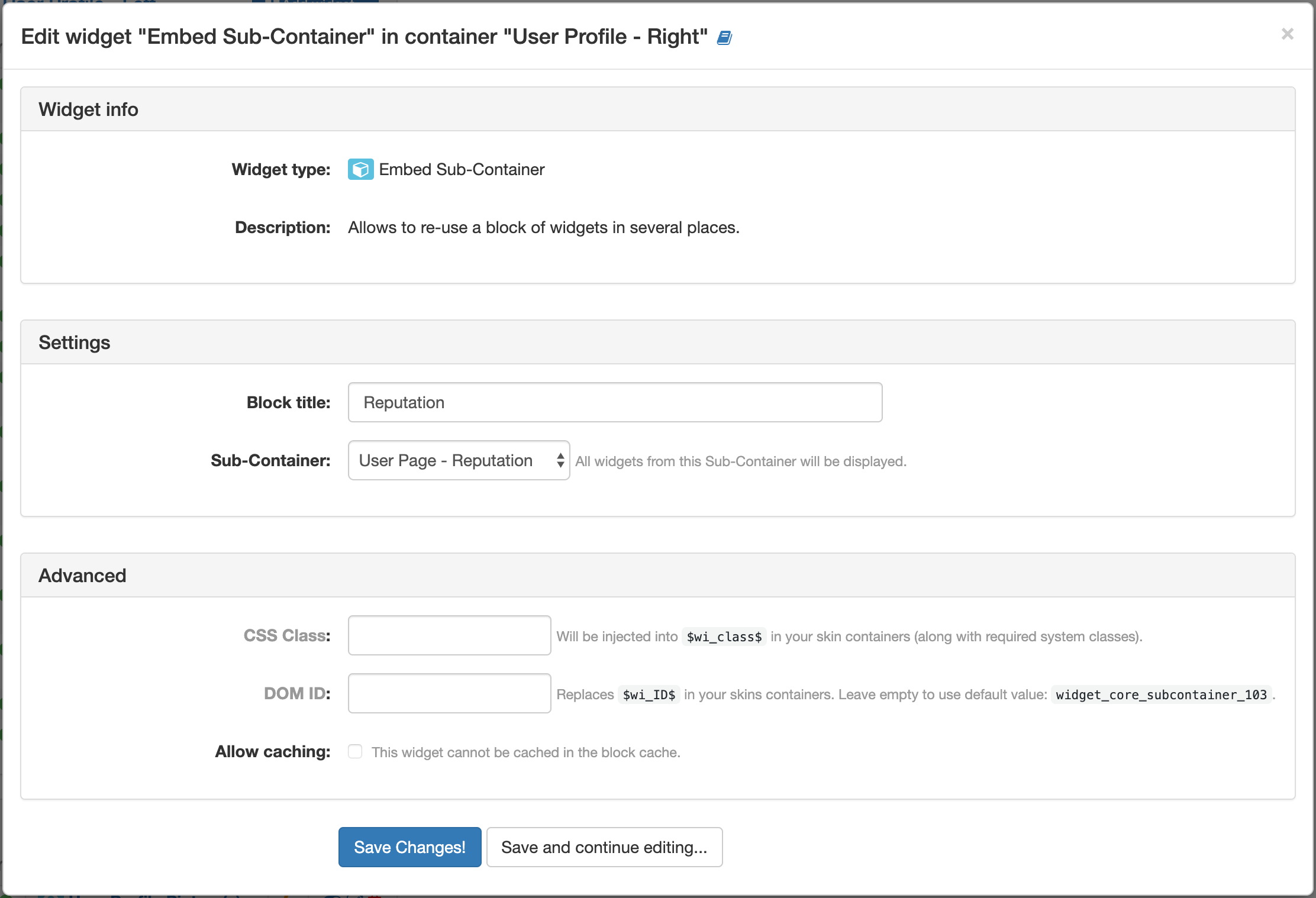 Embed Sub-Container Widget Embed Sub-Container Widget