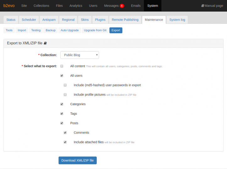 Export to XML/ZIP File