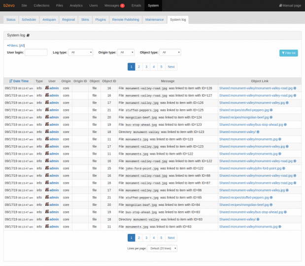 System Log - b2evolution CMS User Manual
