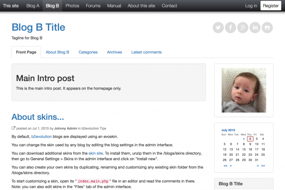 b2evolution blog/social CMS - A complete engine for your website!